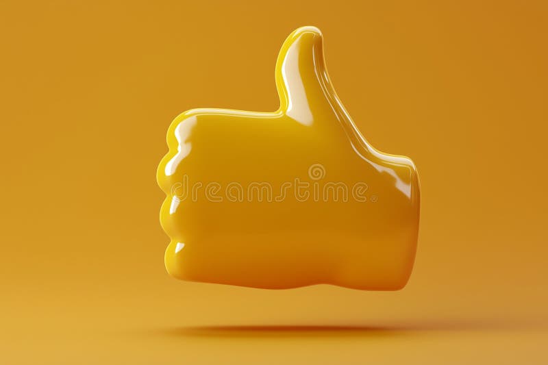 Three-Dimensional Yellow Thumbs-Up Icon Stock Photo - Image of model ...