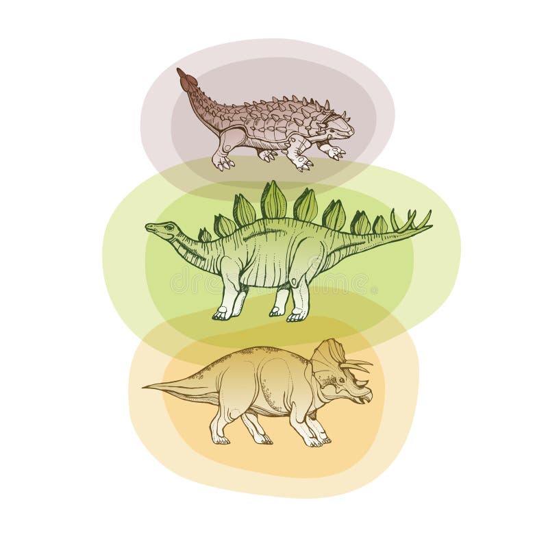 Three Dinosaurs - Tyrannosaurus Rex. Stock Illustration - Illustration ...