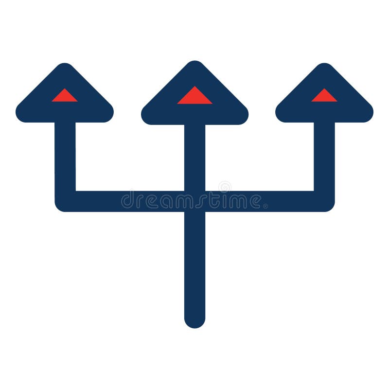 Three Direction Arrow, Pathway Isolated Vector Icon Which Can Be Easily ...