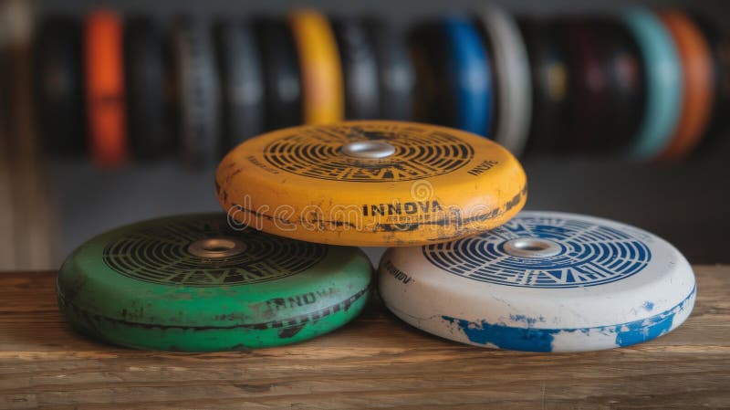 Three Disc Golf Drivers Shown from Top and Bottom Profiles Stock ...