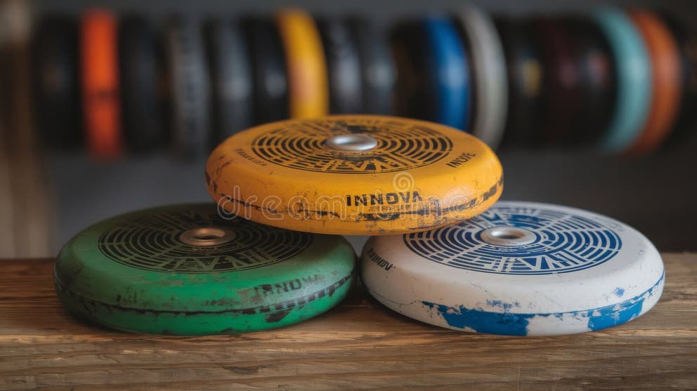 Three Disc Golf Drivers Shown from Top and Bottom Profiles Stock ...