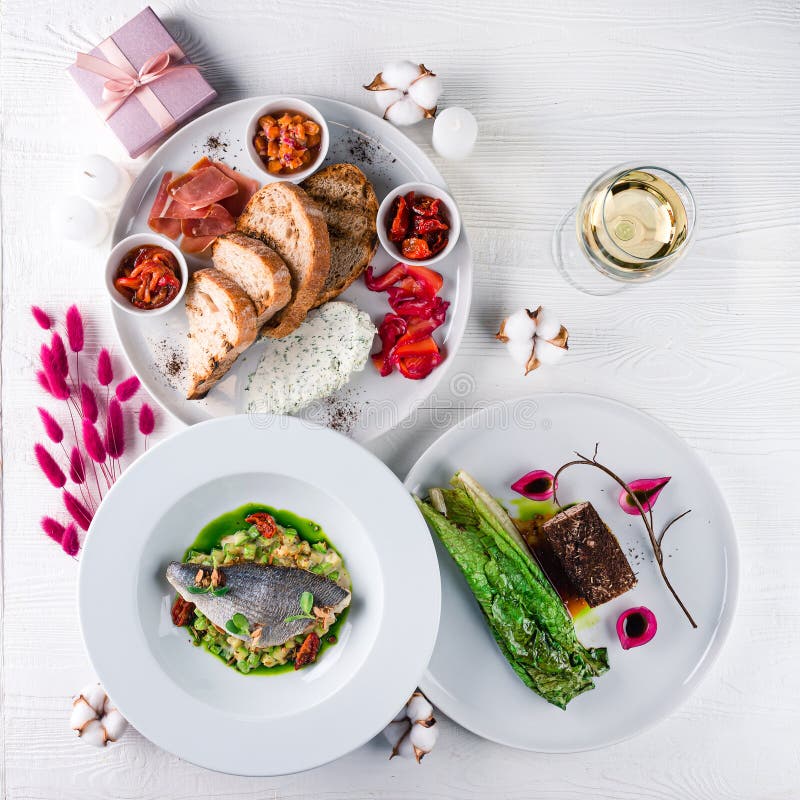 Three Dishes from the Menu for the Restaurant Stock Image - Image of ...