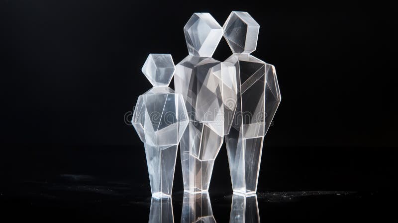 Geometric Laser-cut Acrylic Figures Reflecting on Glass in a Minimalist ...
