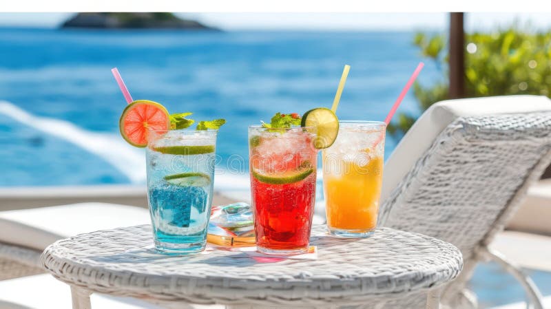 Three Distinct Beverages are Elegantly Displayed on a Table, with a ...