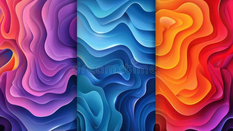 Three Different Colored Lines Intersecting Stock Illustration ...