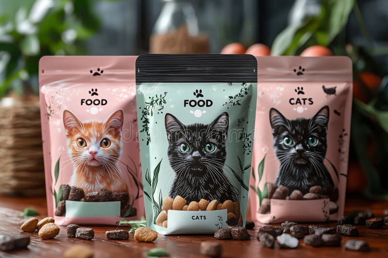 Creative Premium Pet Food Packaging Highlighting Vibrant Cat ...