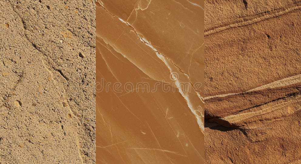 Three Distinct Types of Rock Textures are Displayed Side by Side. on ...