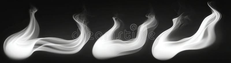 Three Types of Smoke are Emerging from a Pipe on a Black Background ...