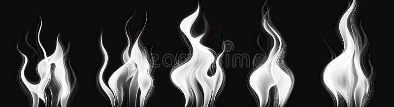 Three Types of Smoke are Emerging from a Pipe on a Black Background ...