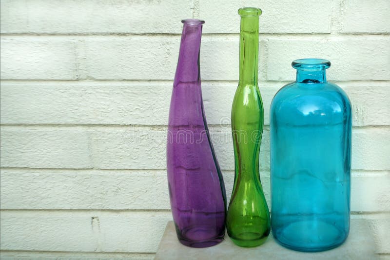 Three Distorted Bottles stock photo. Image of background - 23094668
