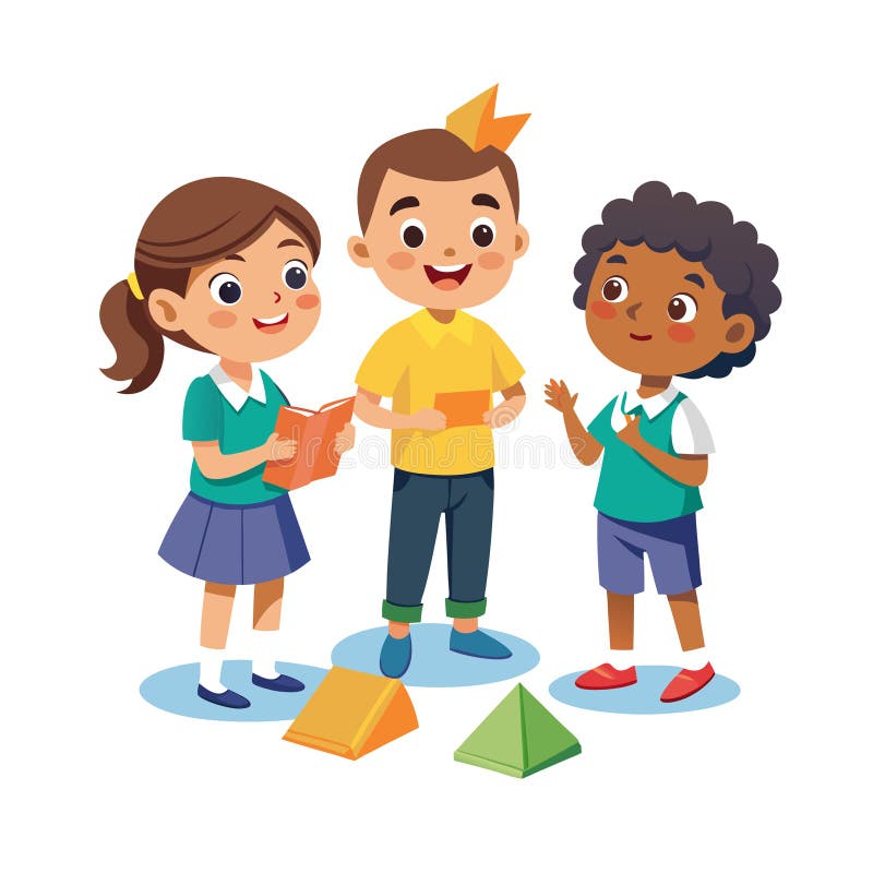 Three Diverse Children Learning and Playing Together with Colorful ...