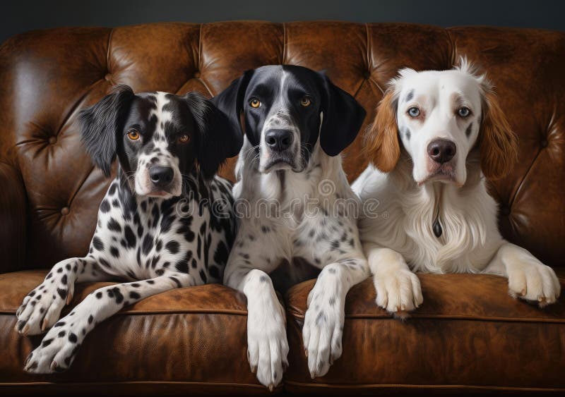 Three Dogs is Lying on the Couch Stock Illustration - Illustration of ...