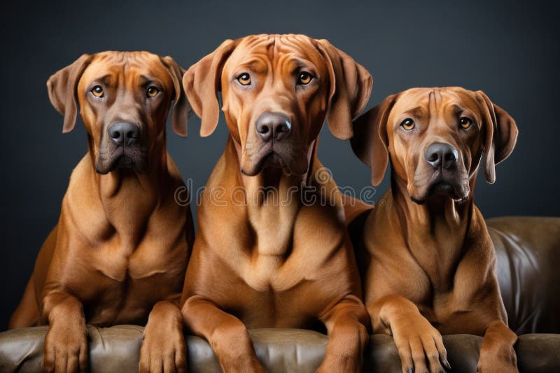 Three Dogs are Sitting on a Leather Couch Stock Illustration ...
