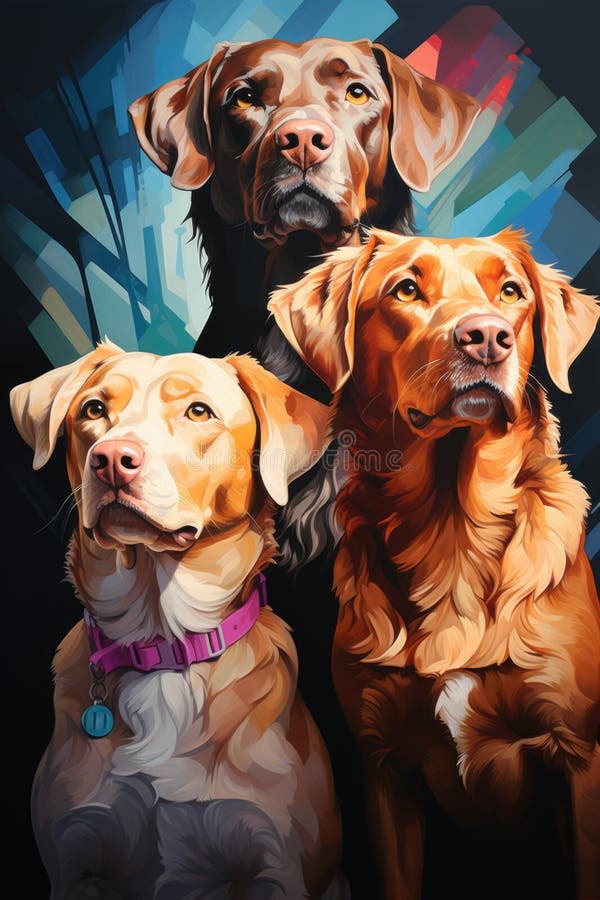 Three Dogs are Standing Together, AI Stock Image - Image of view ...