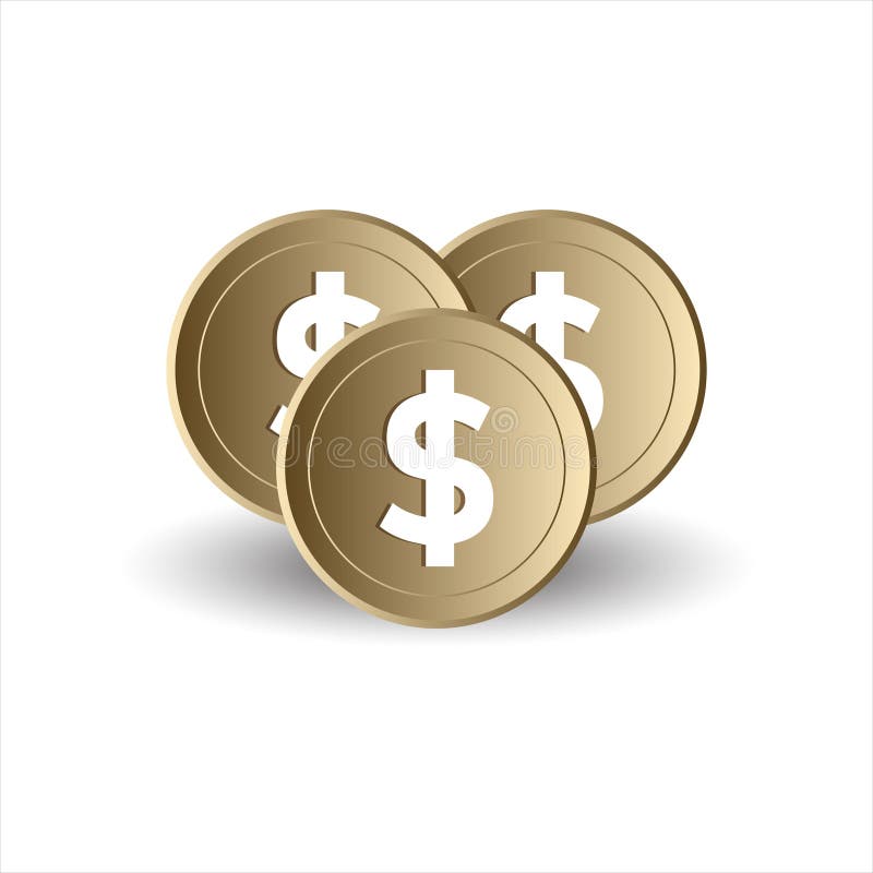Three Dollar Gold Coins. Style Modern Design with Shadows. Suitable for ...