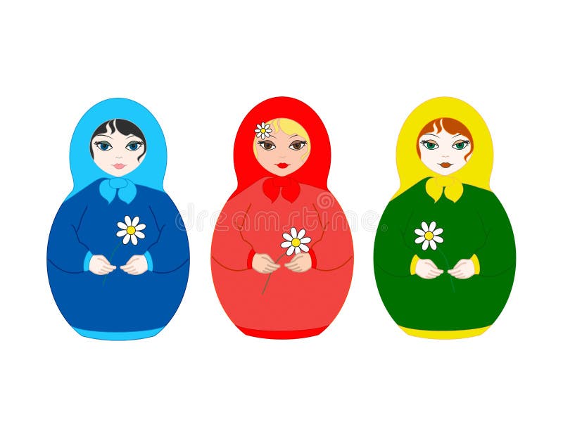 Three Matryoshka Dolls Painted Like Soccer Players with Russian Colors ...