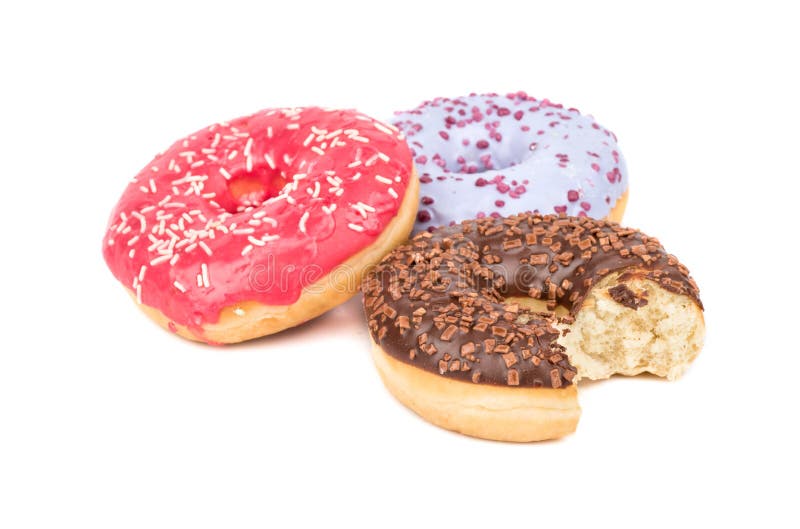 Three donut stock image. Image of donuts, pastry, stack - 73096513