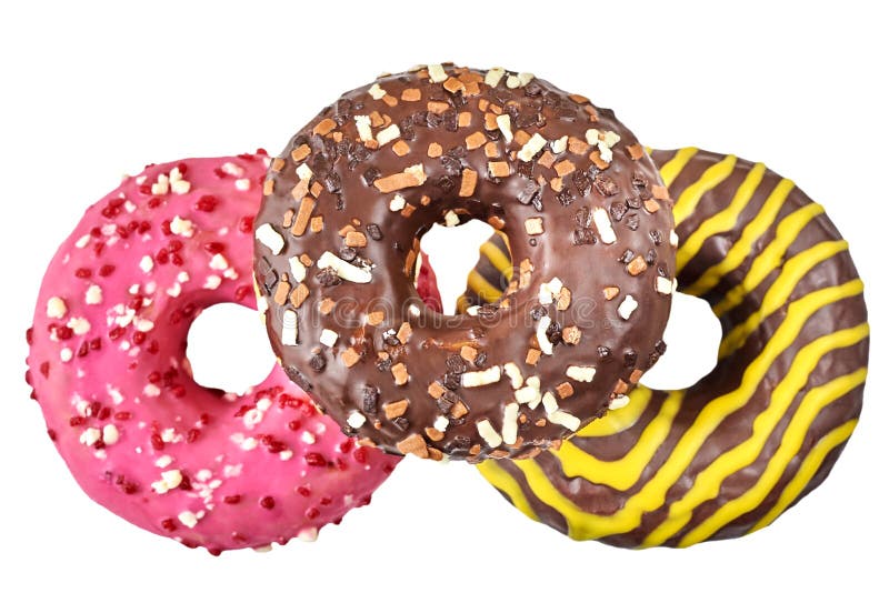 Three Donuts Isolated on a White Background Stock Image - Image of ...