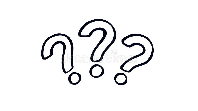 Three Doodle Question Marks, Hand Drawn Animation on a White Background ...