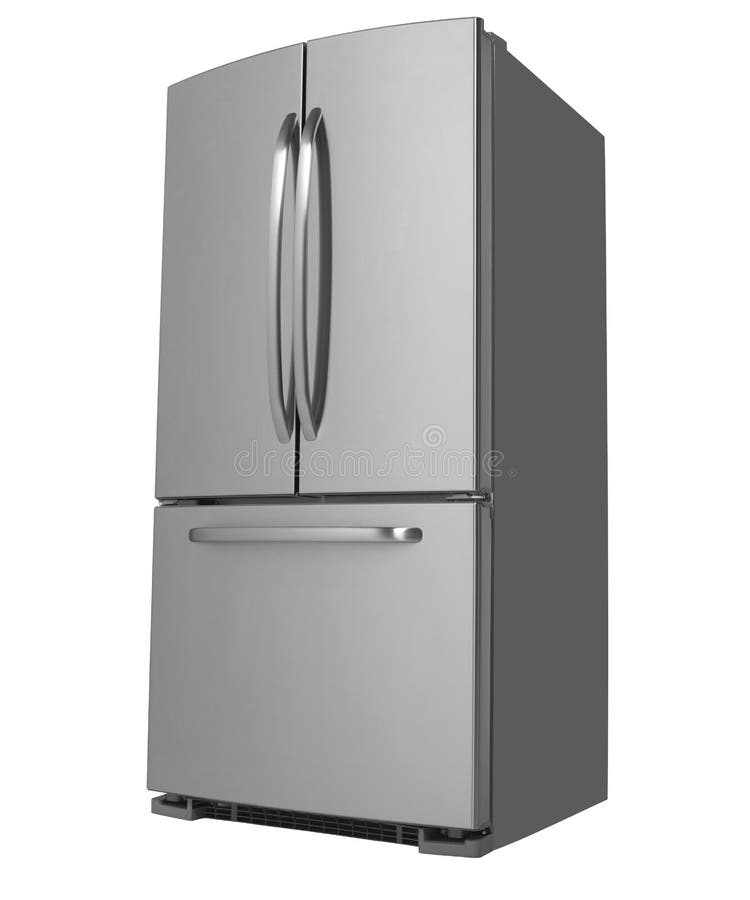 Three Door Refrigerator Facing Left Stock Image - Image of electrical ...