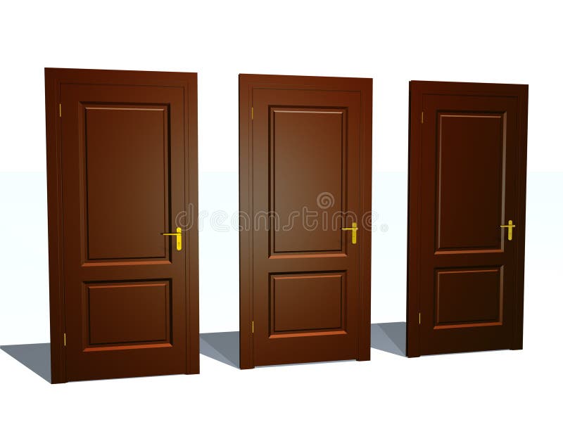 3D Man And Three Doors - Choices Concept Stock Illustration ...