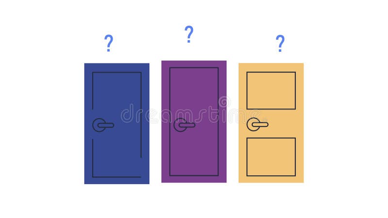 Three Doors Difficult Choice Scene Animation Stock Video - Video of ...