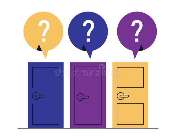 Three Doors Difficult Choice Stock Vector - Illustration of isolated ...