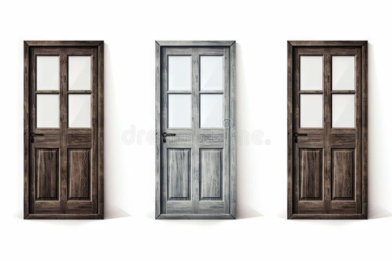 Three Doors with Glass on Each Side of Them and Door with Window ...