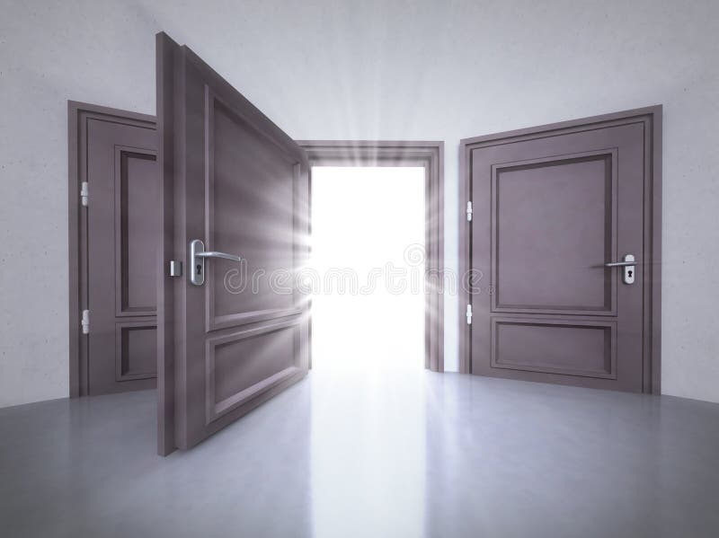 Three open doors stock illustration. Illustration of door - 17073504