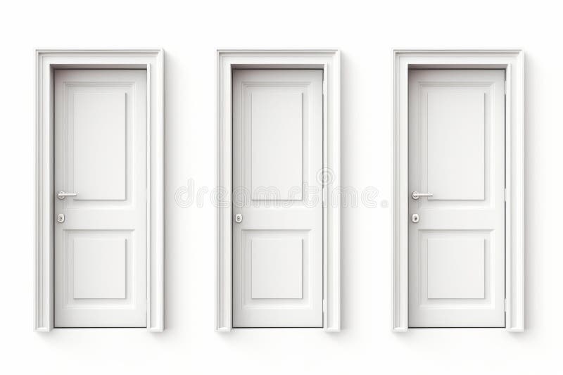 Three Doors are Shown in Three Different Positions, One is Open ...