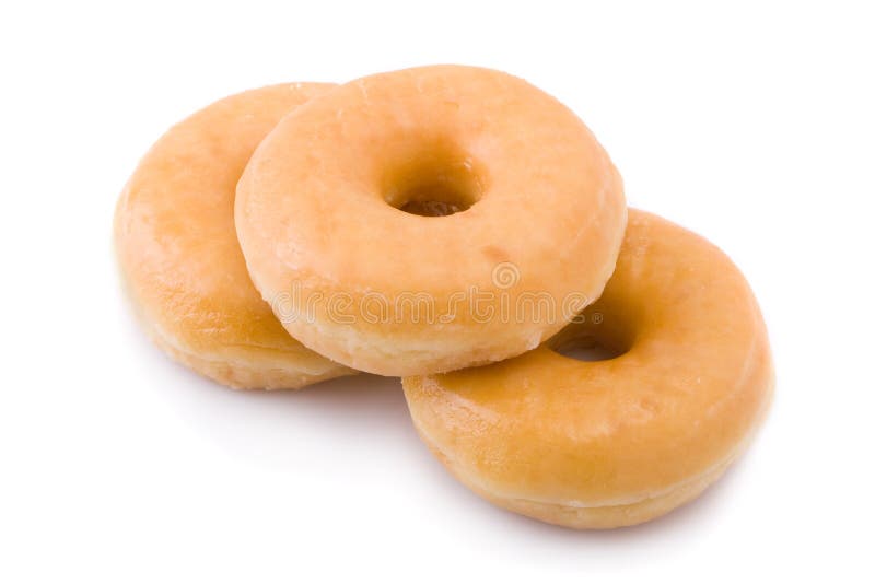 Three Doughnuts or Donuts Piled Stock Image - Image of sweet, glaze ...