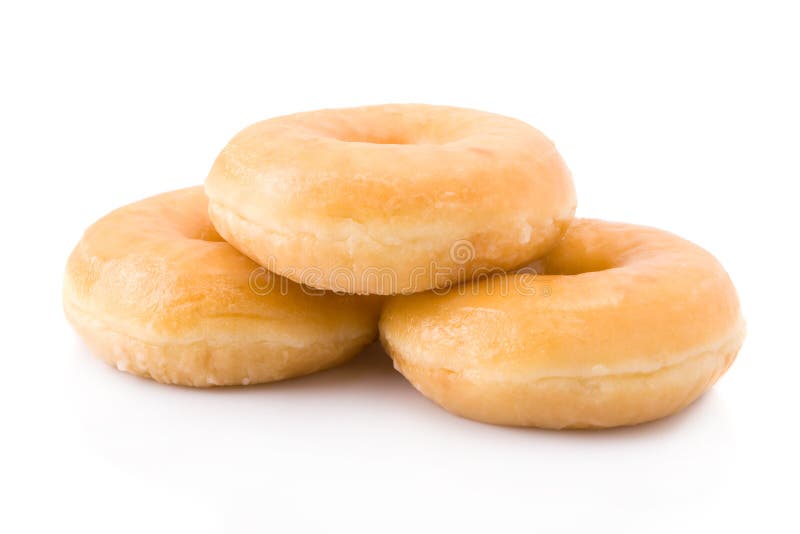 Three Doughnuts or Donuts Piled Stock Image - Image of sweet, glaze ...