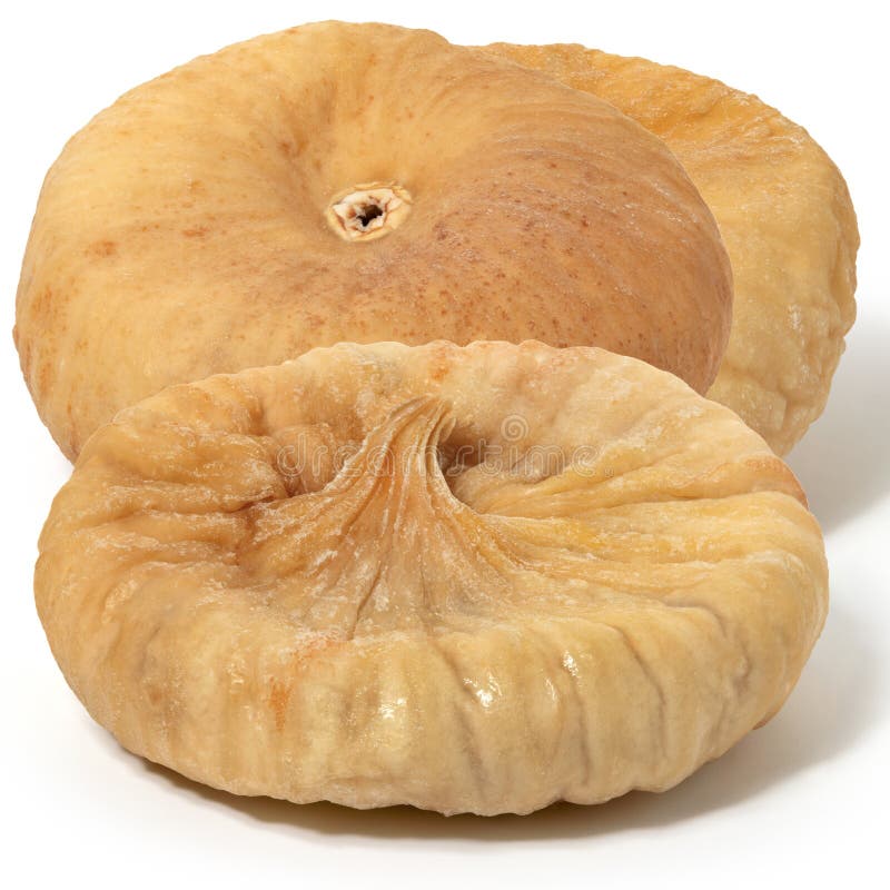 Three Dried Dates in Close Up on White Background. Front View Stock ...