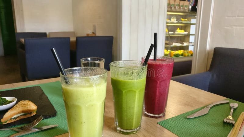 Three Drink in a Table in the Restaurant. Stock Image - Image of black ...