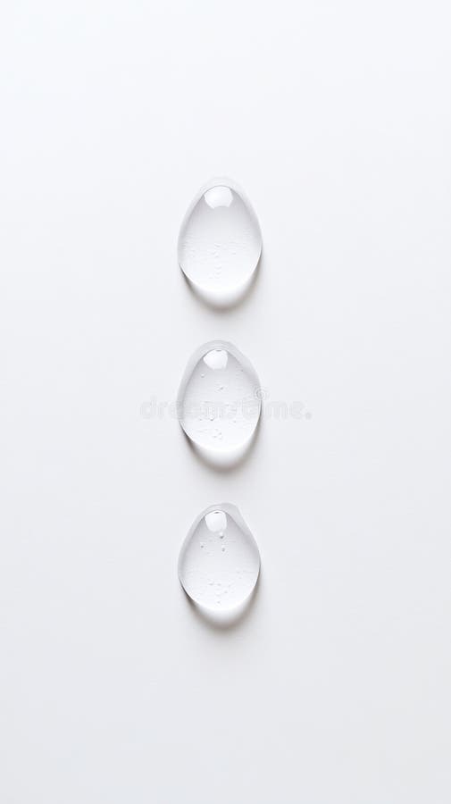 Three Droplets of Water are Neatly Aligned on a Smooth White Backdrop ...
