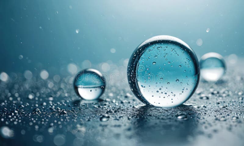 Three Drops of Water are Shown in a Row, with the Middle Drop Being the ...