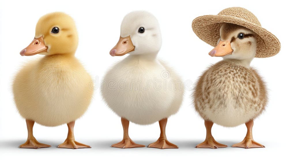 Three ducklings in a row stock image. Image of head - 386318831