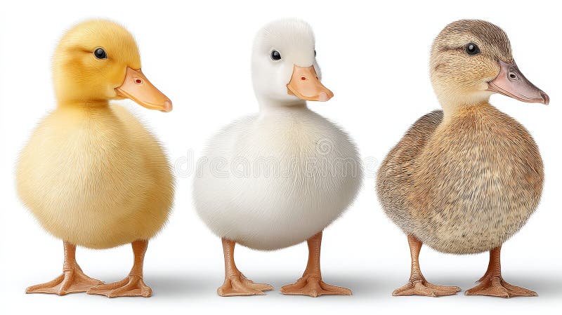 Three Ducklings Standing in a Row Stock Image - Image of side, plain ...