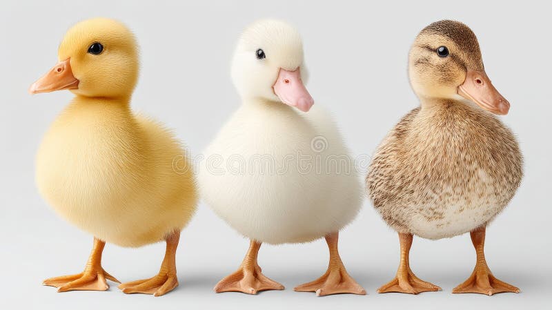 Three Ducklings Standing in a Row Stock Photo - Image of duck, plain ...
