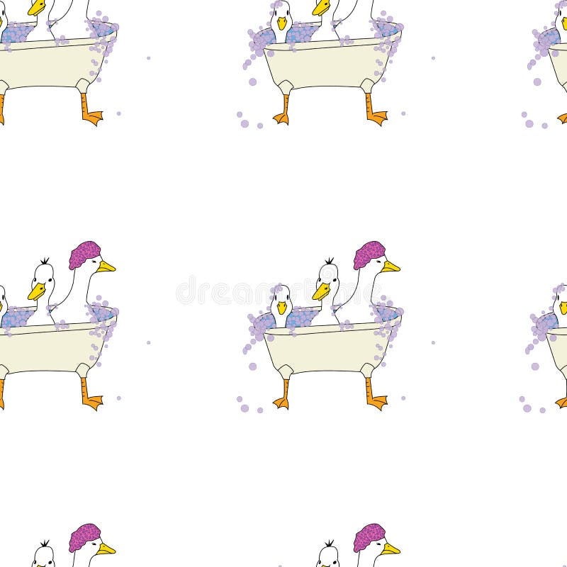 Three Ducks in a Tub, Whimsical, Seamless Repeat Pattern, Vector Stock ...