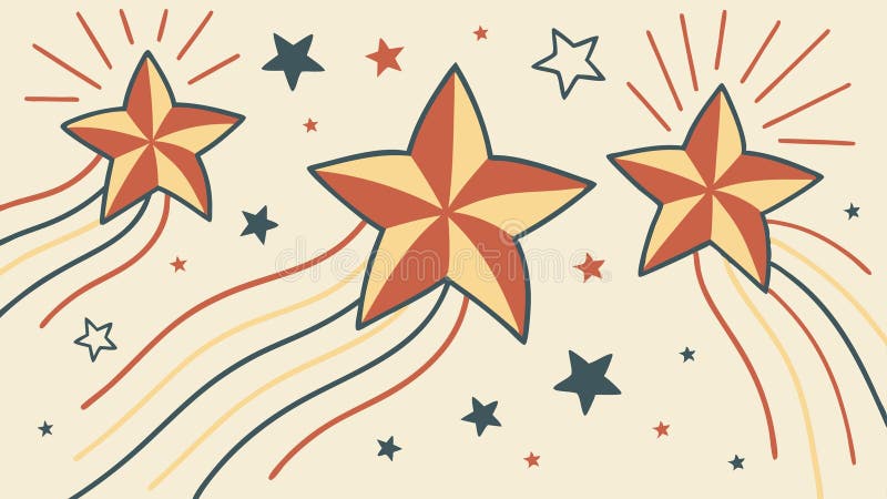 Three Dynamic Stars with Trailing Motion Achievement Symbol, Vector ...