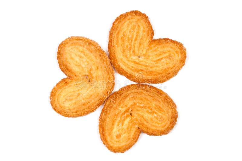 Three Ear Cookies on a White Background. Stock Photo - Image of crispy ...
