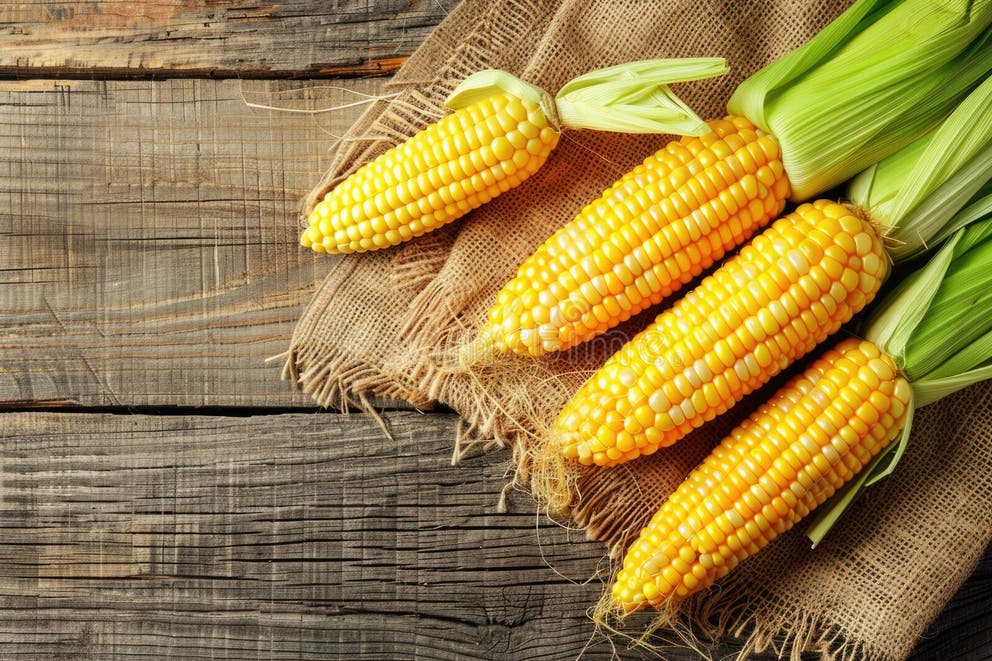 Three Ears of Corn on a Burlap Cloth, Ideal for Agricultural Concepts ...