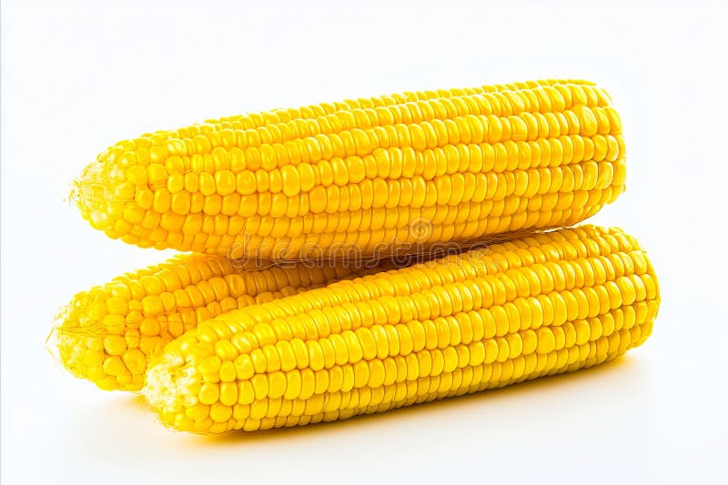 Three Ears of Corn on a White Background Stock Photo - Image of ...