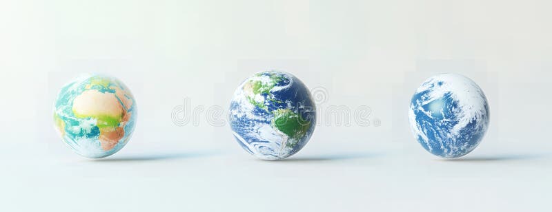 Three Earth Globes Showing Different Views and Perspectives of Our ...