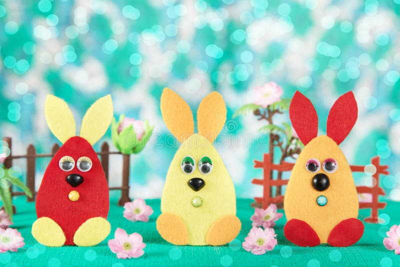 Three Easter bunny. stock image. Image of decorative - 66423255