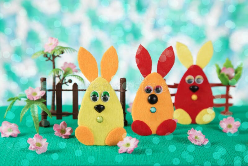 Three Easter bunny. stock image. Image of easter, lawn - 66423395
