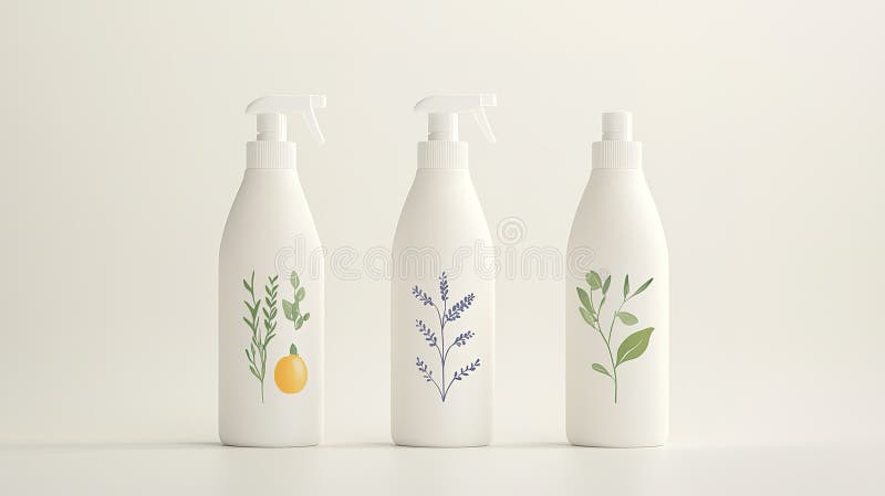 Three Eco-friendly Cleaning Bottles with Minimalist Designs Featuring ...
