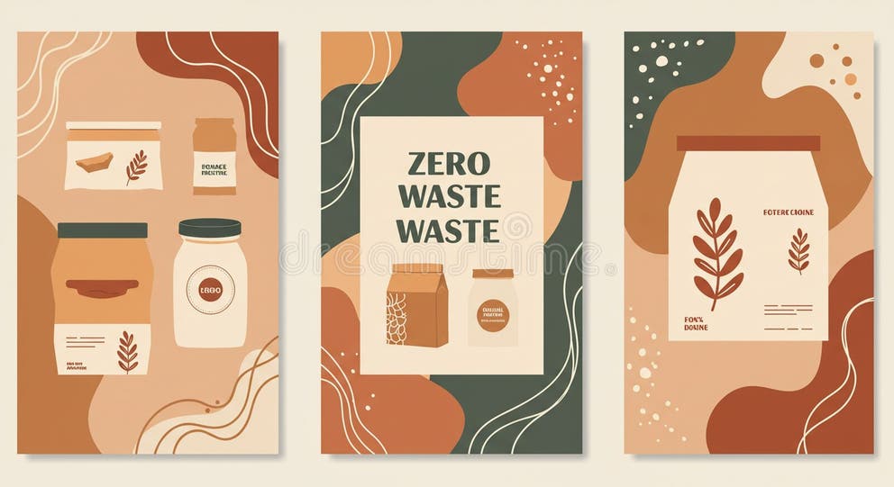 Three Eco-friendly Posters with a Zero Waste Theme. Each Poster ...