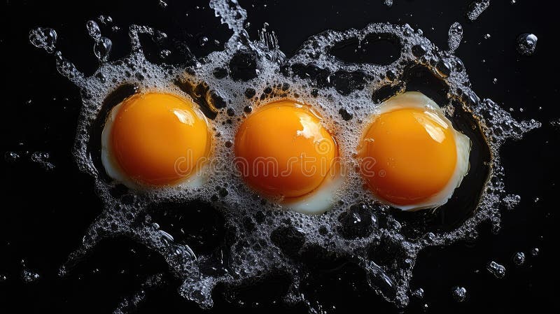 Three Egg Yolks, Top View on Black Background Stock Image - Image of ...